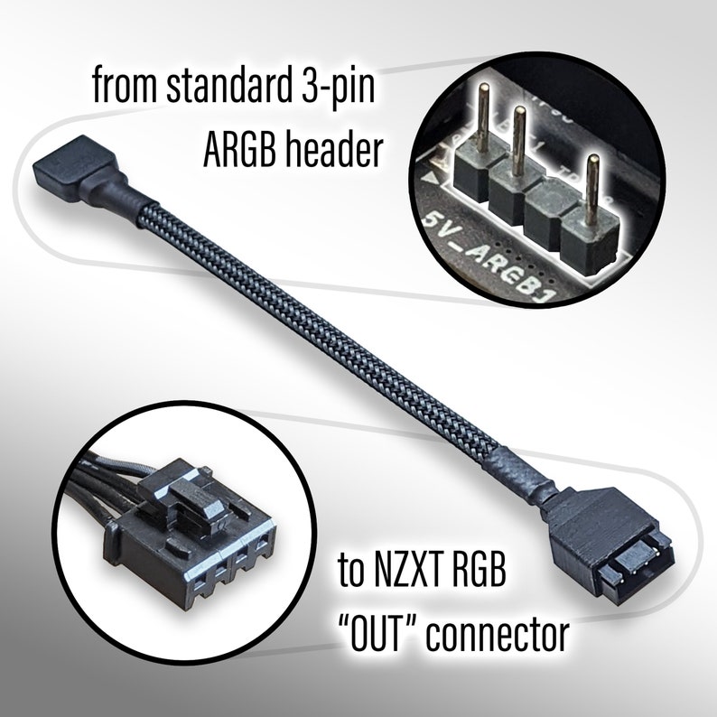 Motherboard Standard ARGB 3-pin 5V to NZXT RGB Fan Adapter - Etsy