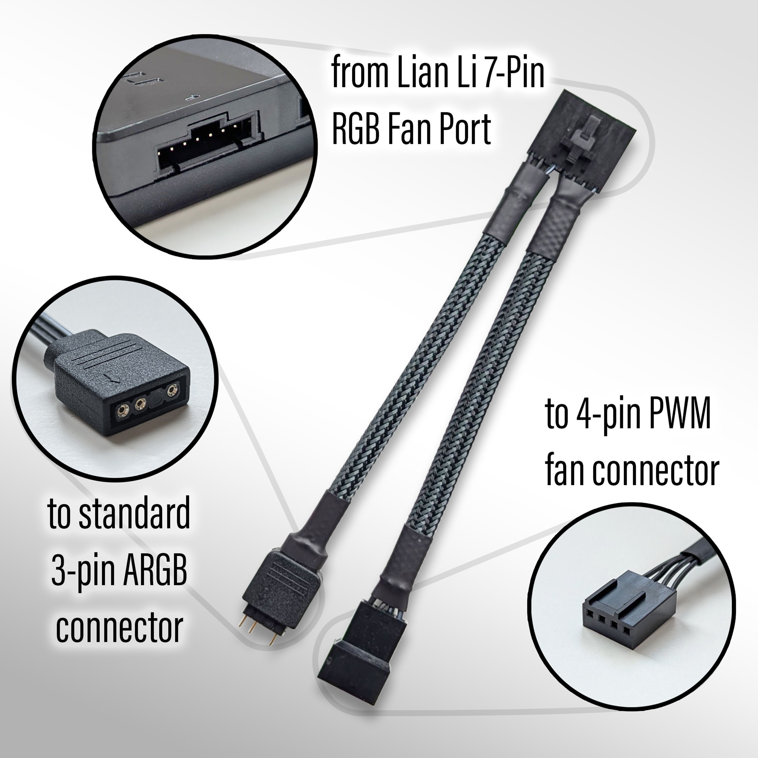 Lian Li 7-pin Uni SL Fan Hub to Standard ARGB 3-pin 5V and Pwm Fan ...
