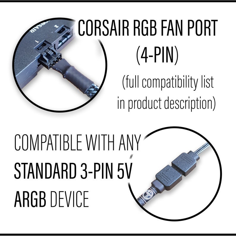Corsair RGB Fan Hub to Standard ARGB 3-pin 5V Adapter male/female - Etsy