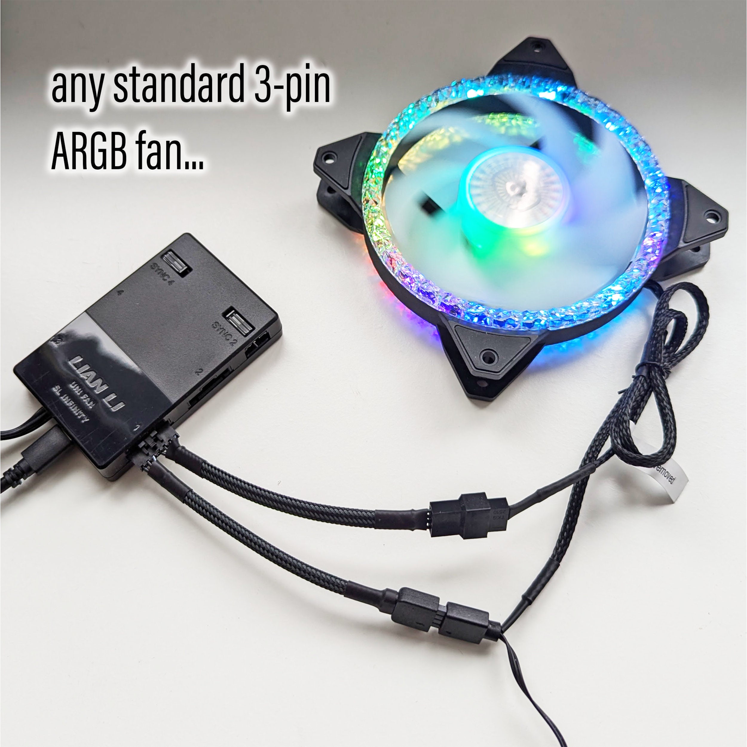 Lian Li 7-pin Uni SL Fan Hub to Standard ARGB 3-pin 5V and Pwm Fan ...
