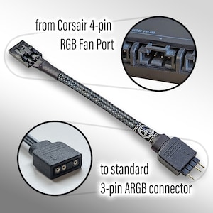 Corsair RGB Fan Hub to Standard ARGB 3-pin 5V Adapter (male/female) - Etsy