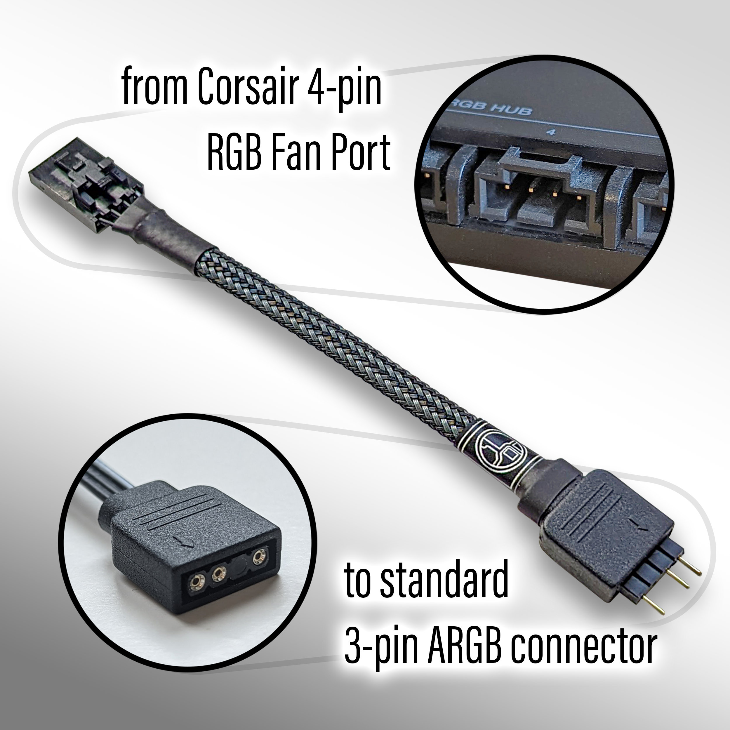 Corsair RGB Fan Hub to Standard ARGB 3-pin 5V Adapter male/female - Etsy