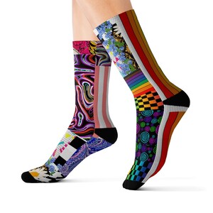 Trippy Socks, Raver Stockings, Gift for Raver, Mismatched Trippy Socks ...