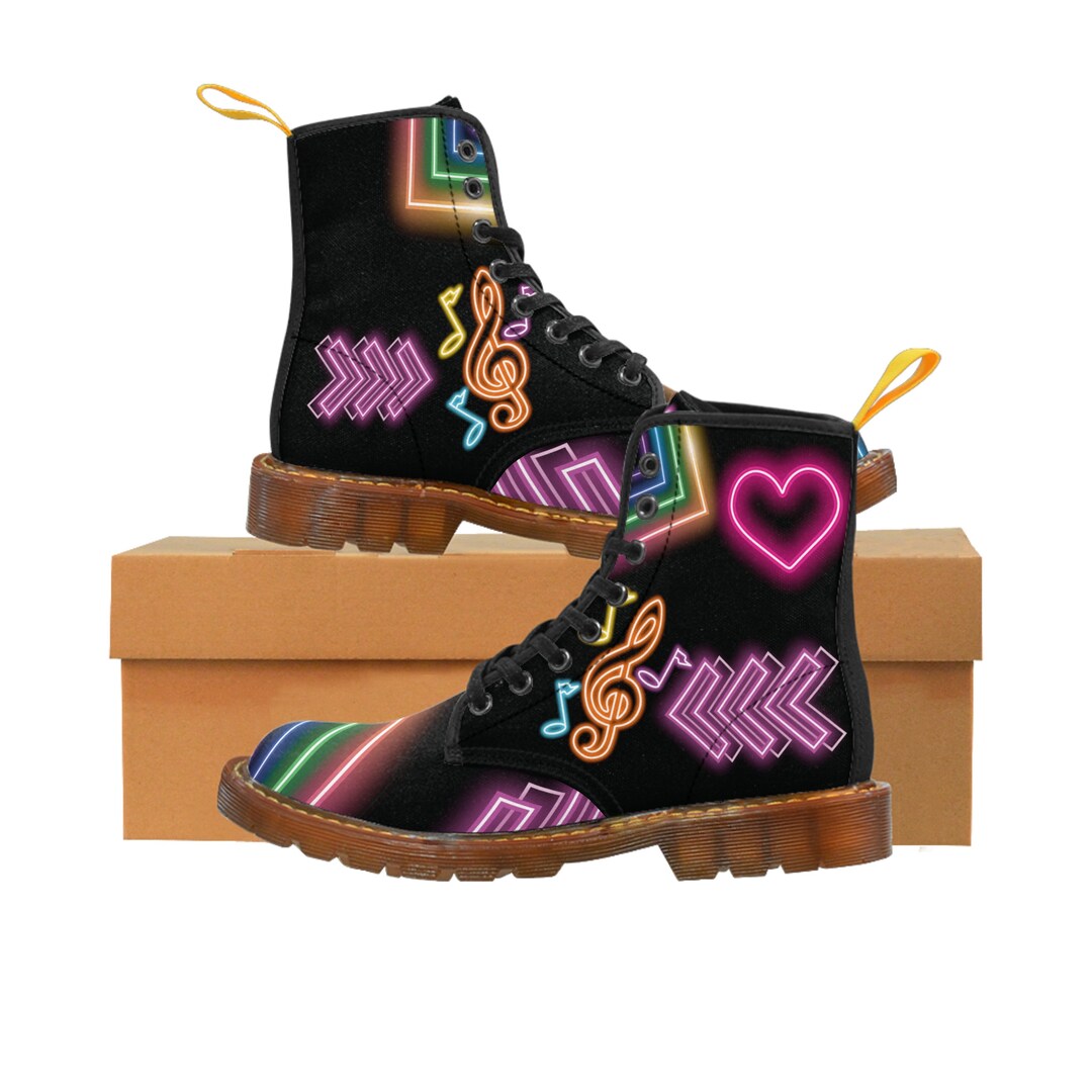 Trippy Ladies Shoes, Psychadelic Boots, Disco Shoes, Neon 1980s Ankle ...