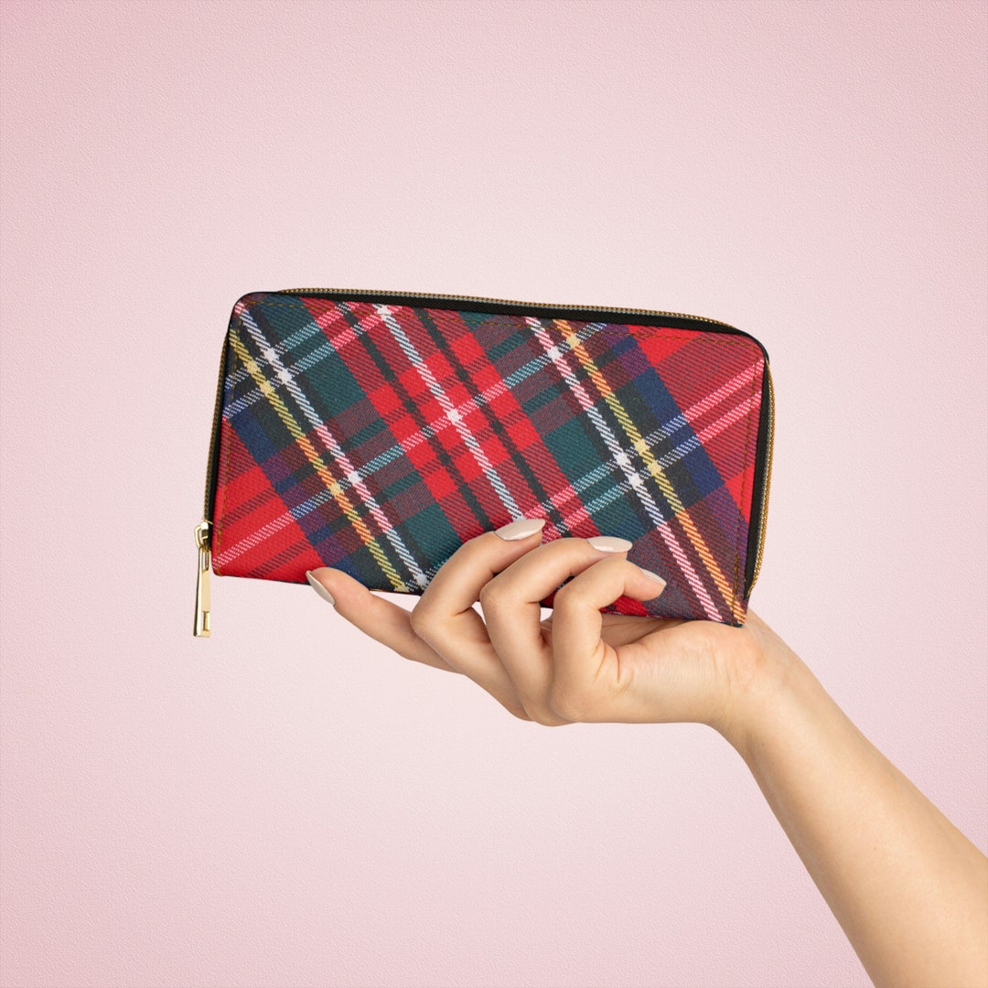 Plaid Purse, Red Tartan Wallet, Red Plaid Material Effect Leather ...