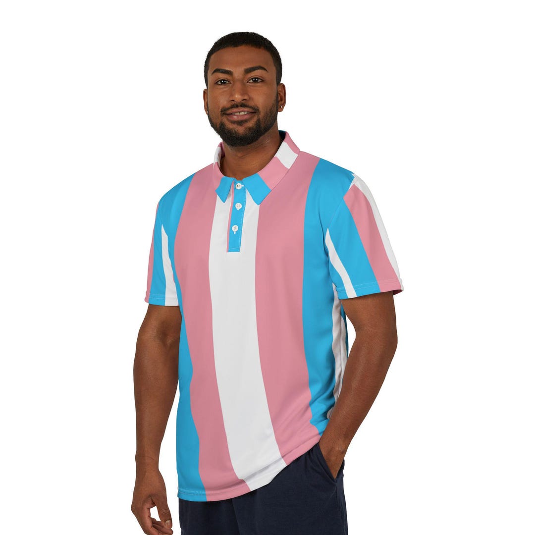 Gender Neutral Polo Shirt, Transgender Pride Pink and Blue Top, LGBTQ ...