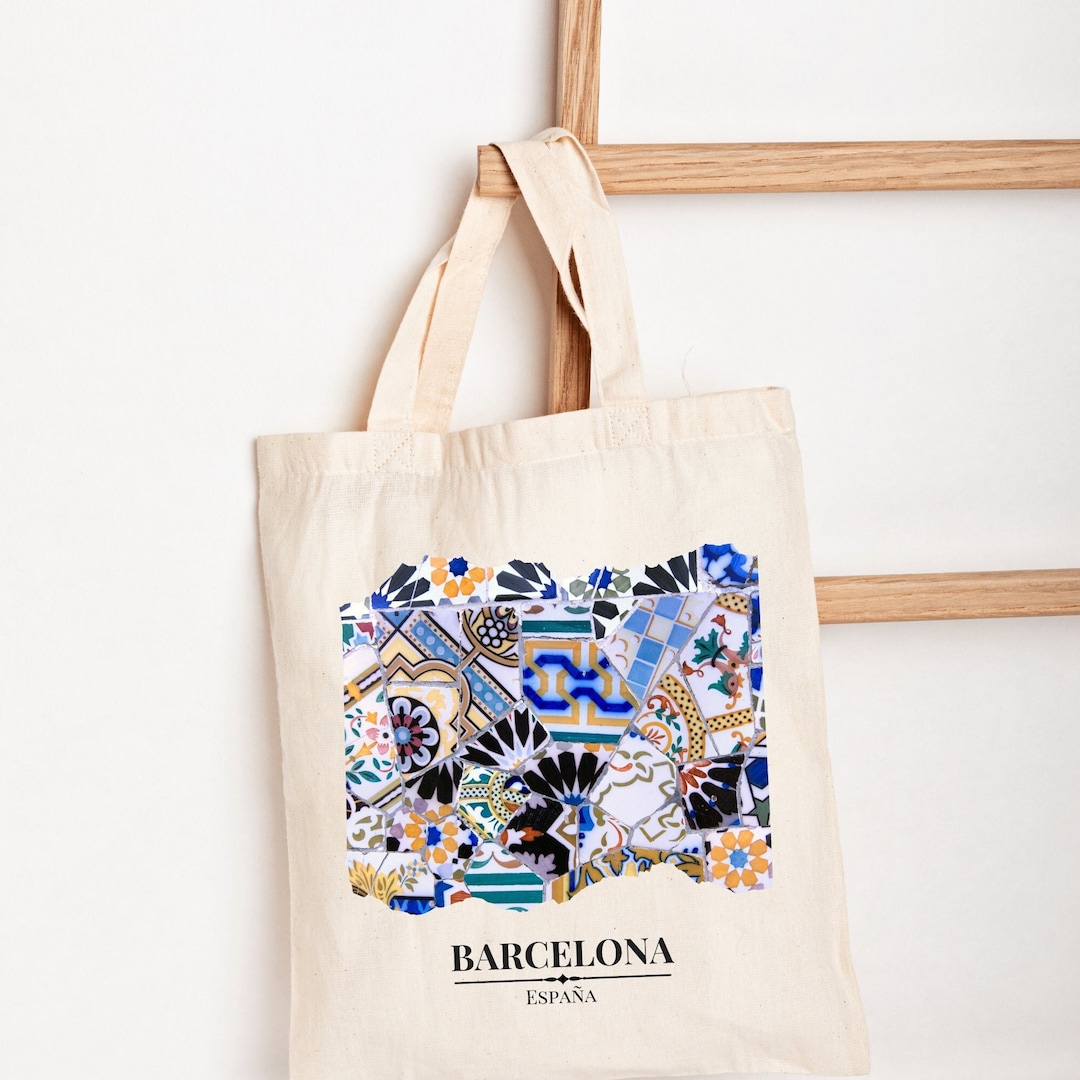 Barcelona Gaudi Design Canvas Tote Bag, Spain Souvenir, Girls Trip ...