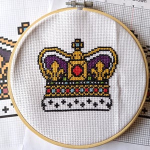 Royal Crown Cross Stitch Pattern, King Queen Embroidery (PDF Download ...