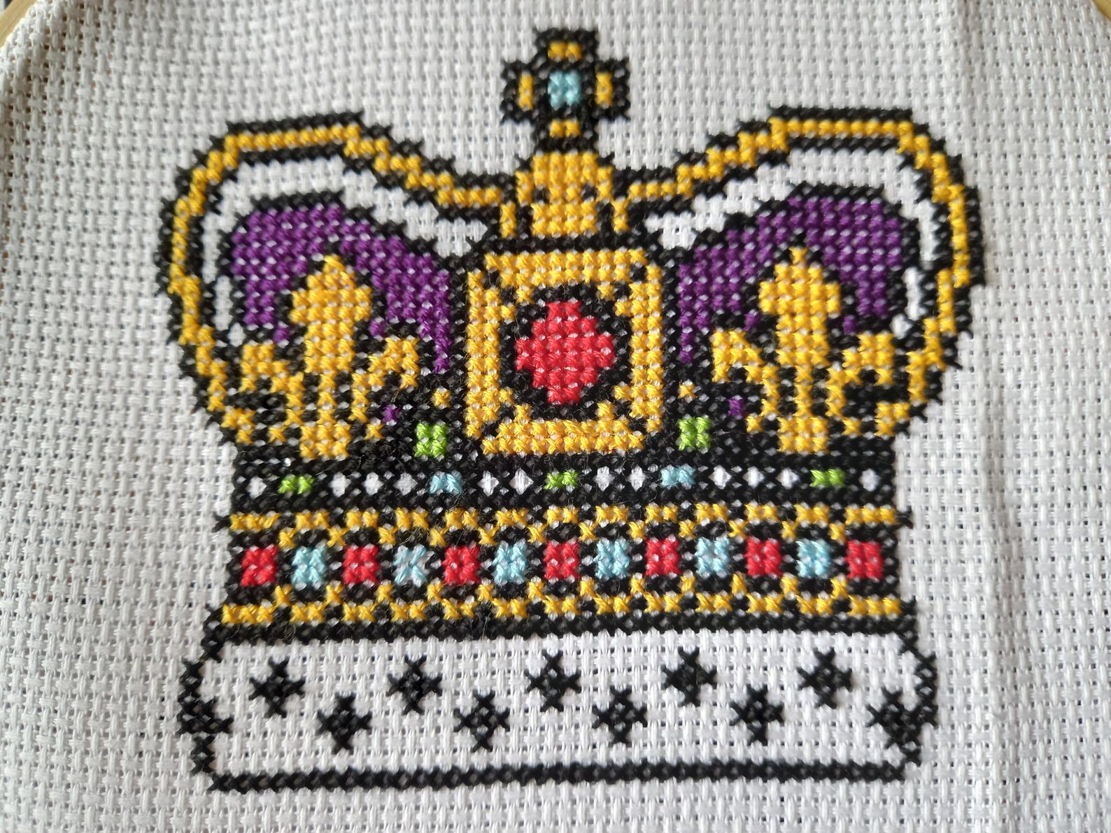 Royal Crown Cross Stitch Pattern, King Queen Embroidery (PDF Download ...