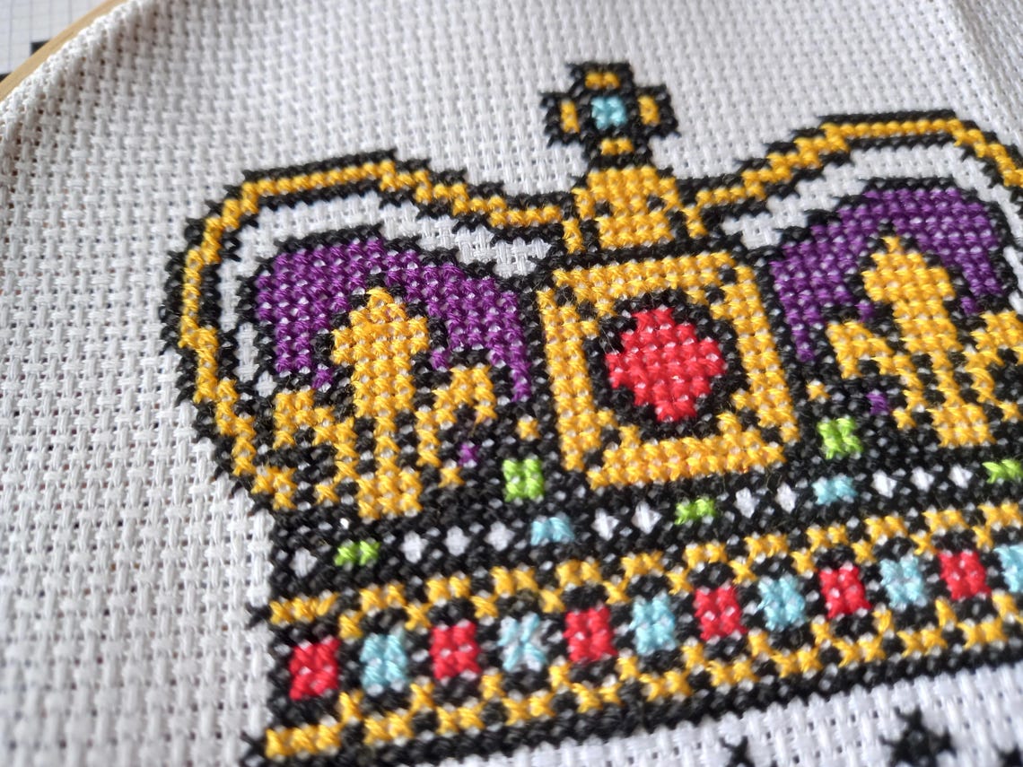 Royal Crown Cross Stitch Pattern, King Queen Embroidery (PDF Download ...