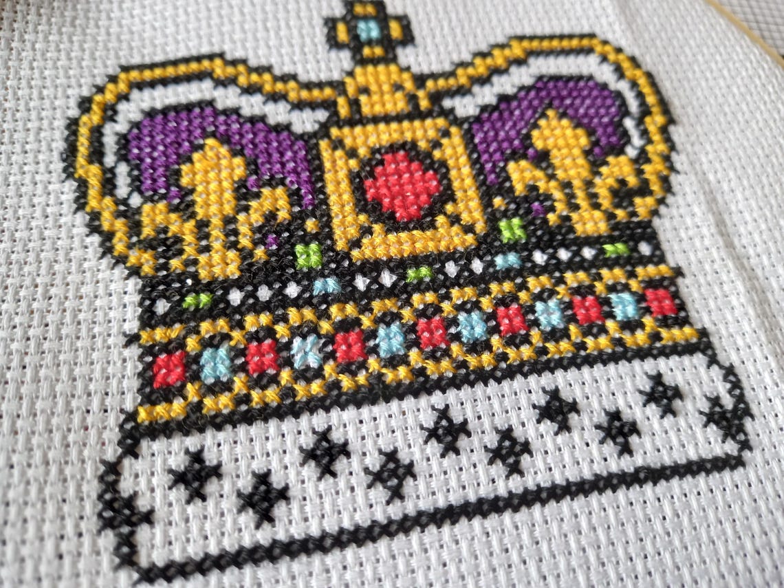 Royal Crown Cross Stitch Pattern, King Queen Embroidery (PDF Download ...