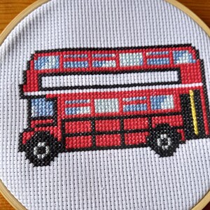 London Bus Cross Stitch Pattern, Vintage British Icon Sewing Design ...
