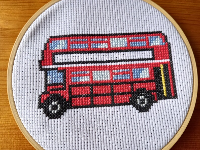 London Bus Cross Stitch Pattern, Vintage British Icon Sewing Design ...