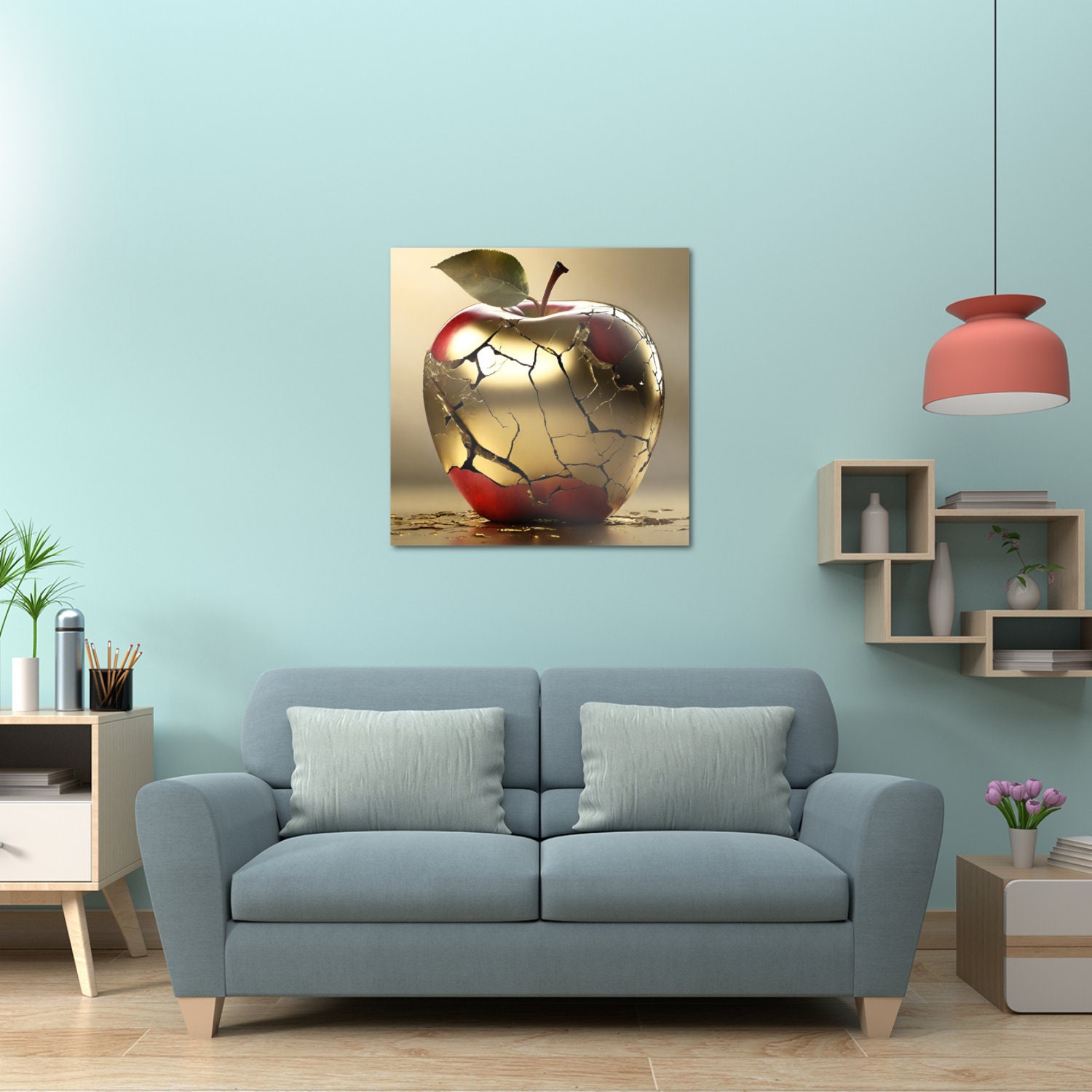 Metal Wall Art Golden Spoiled Apple Original Abstract Print 375x375 Mm ...
