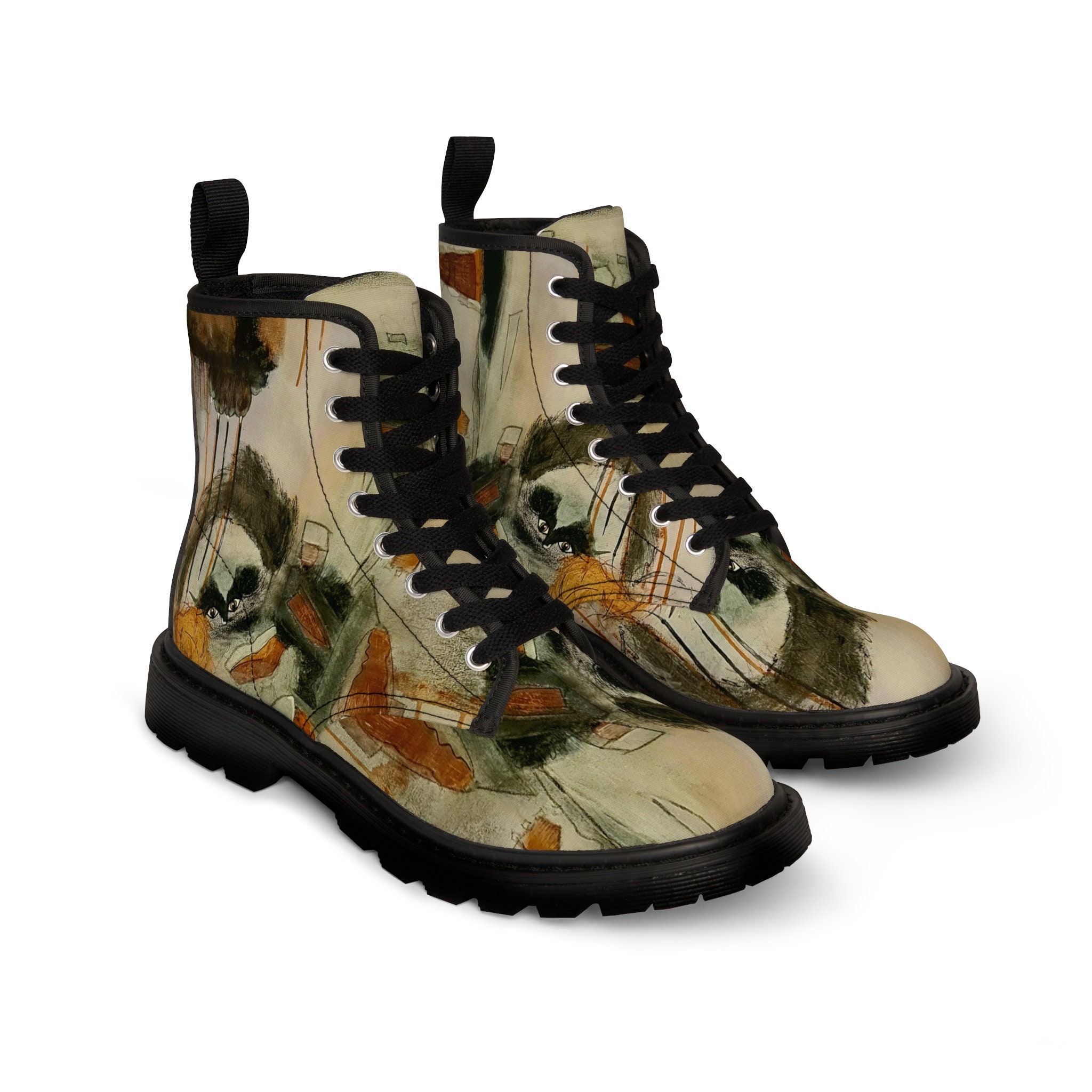 Women's Canvas Boots,- Flamengoblue Art Canvas Boots, Unique Funky ...