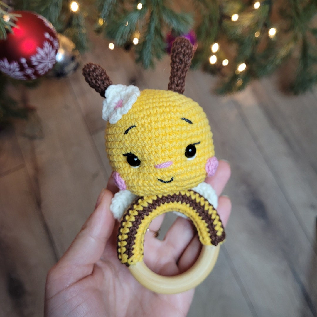Bee Rattle Crochet Babyshower Gift Newborn Baby First Toy Sensory ...