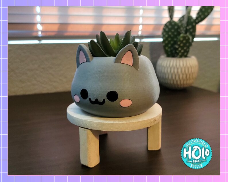 Kawaii Cat Face Plant Holder | 3D Print | Holoprops - Etsy
