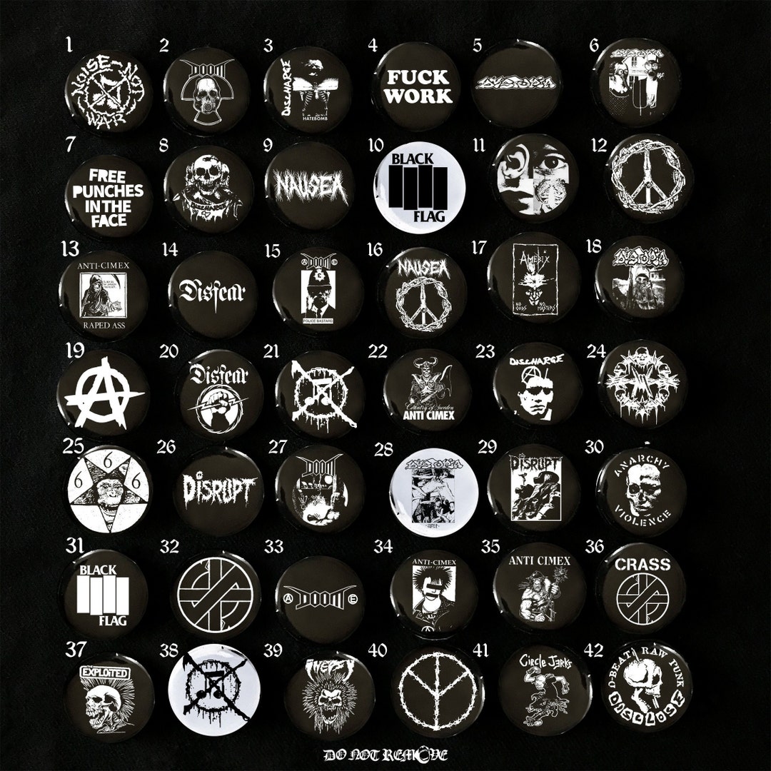Punk Heavy Metal Hard Rock Pinback Button Pins, Band Pins, Music Pins ...
