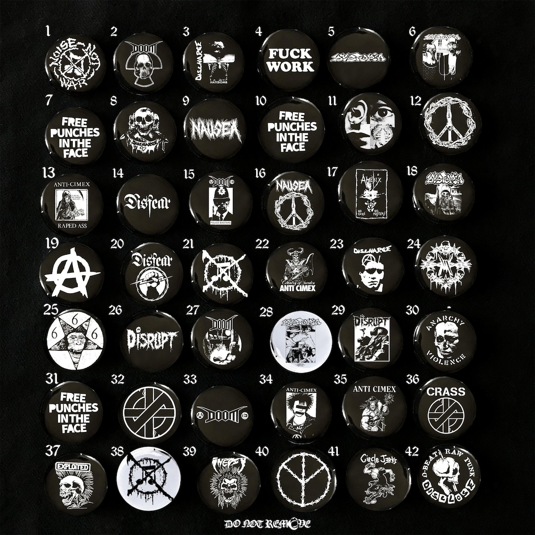 Crust Punk Heavy Metal Pinback Button Pins, Band Pins, Music Pins, DIY ...