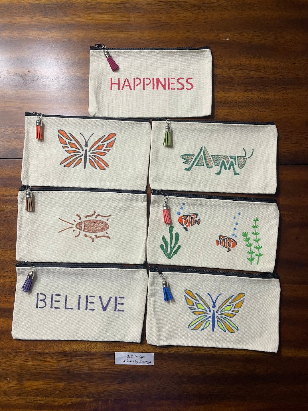 Hand Painted Canvas Zipper Bags - Etsy