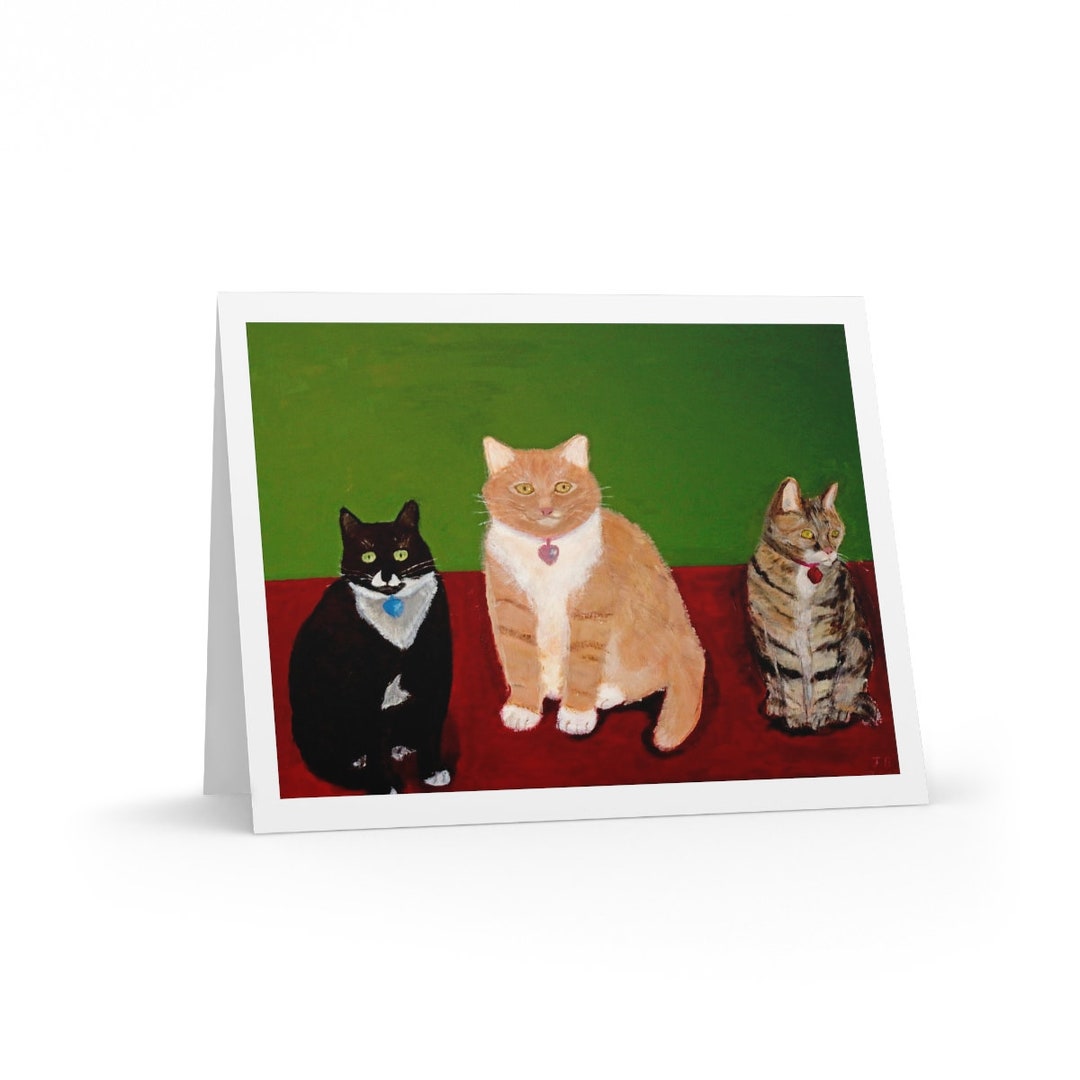 Cats Greeting Card With Envelope (8 Cards) - Etsy