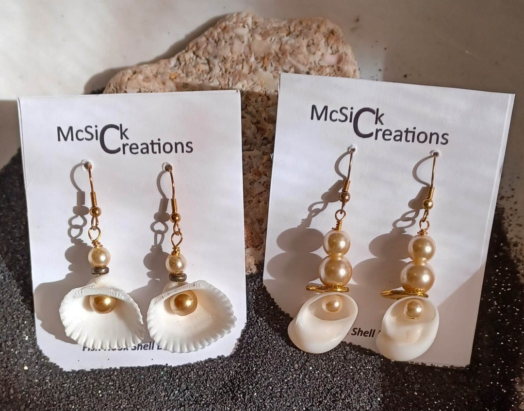Cockle, Moon, or Scallop Shell Earrings - Etsy