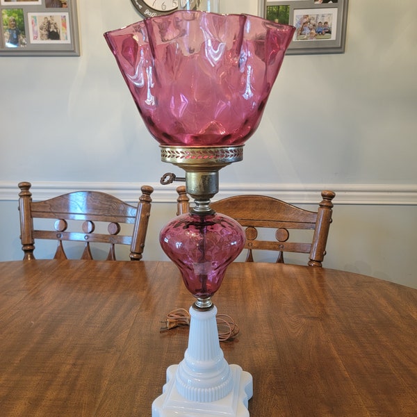 Cranberry Glass Lamp - Etsy
