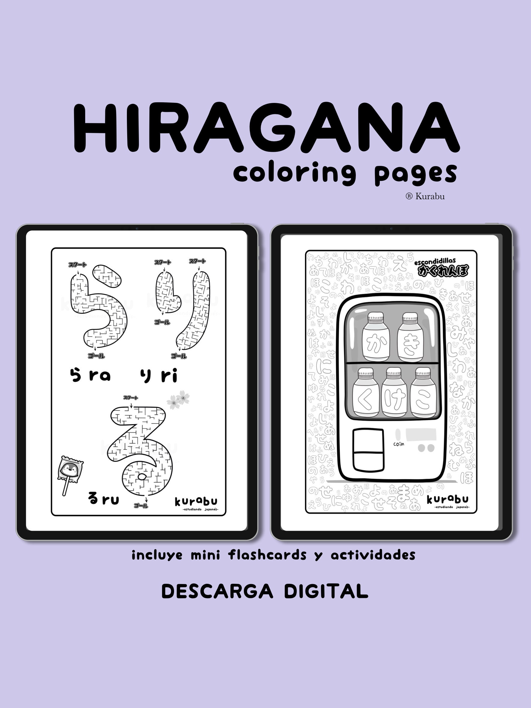 Hiragana Japanese Kawaii Coloring Pages - Etsy