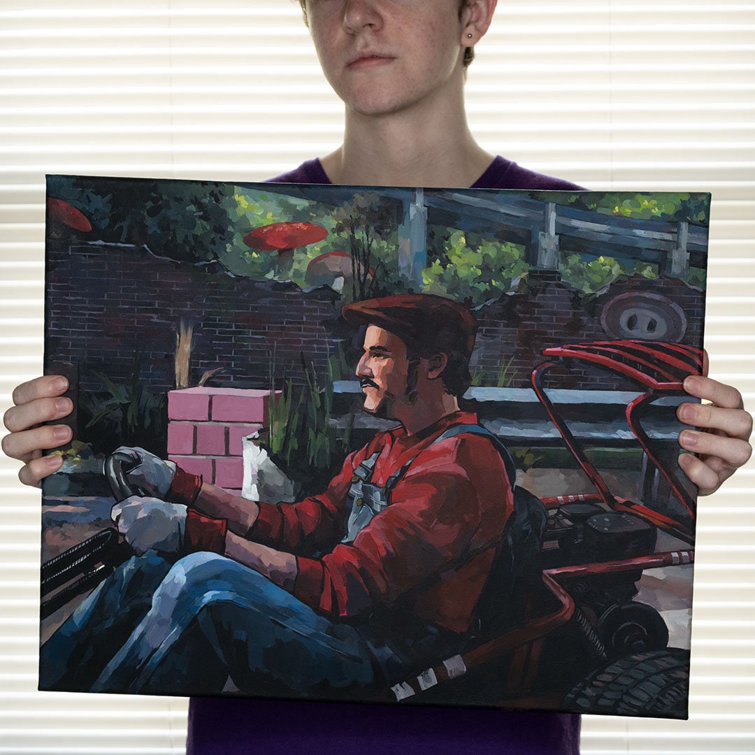 Pedro Pascal as Mario SNL Skit original 16x20in Canvas Painting - Etsy