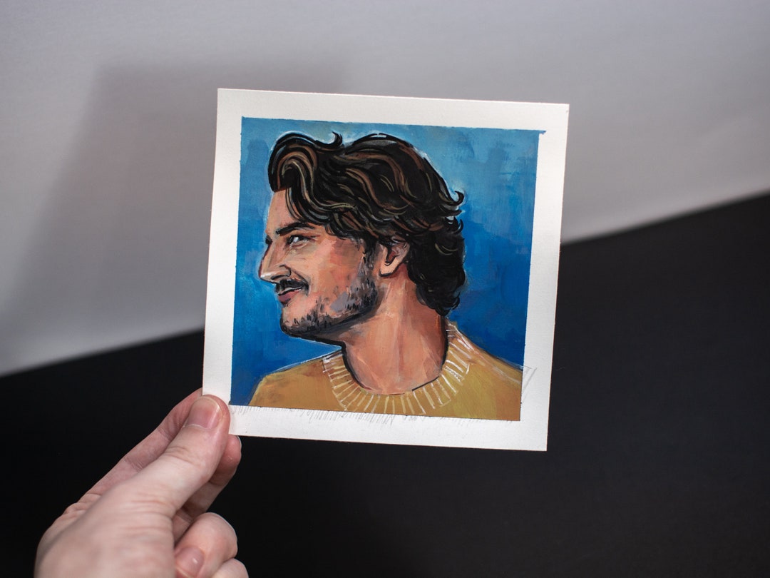 Pedro Pascal original Gouache Portrait Painting - Etsy