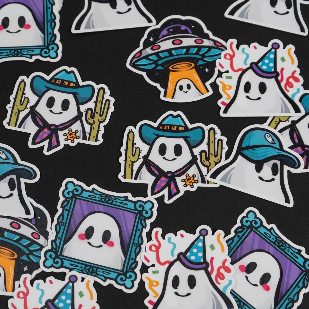 Cute Cartoon Ghost Vinyl Stickers - Etsy