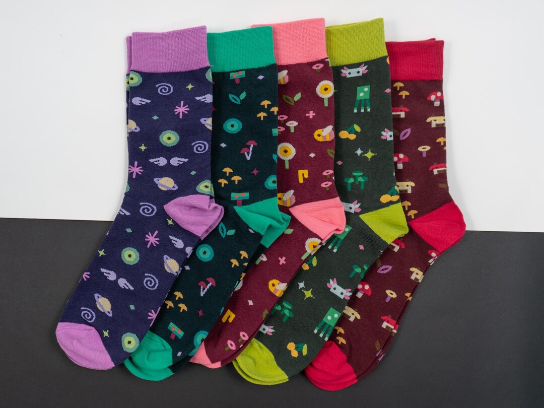 Bundle: Minecraft-inspired Sock 5-pack | Colorful Novelty Cotton Knit ...