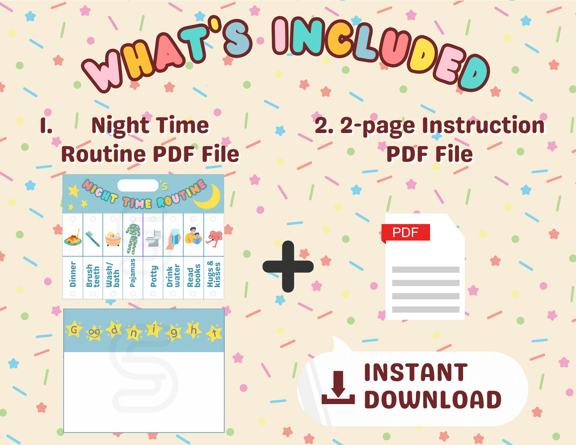 Night Time Routine Chart for Kids, Printable Board, Interactive Folding ...