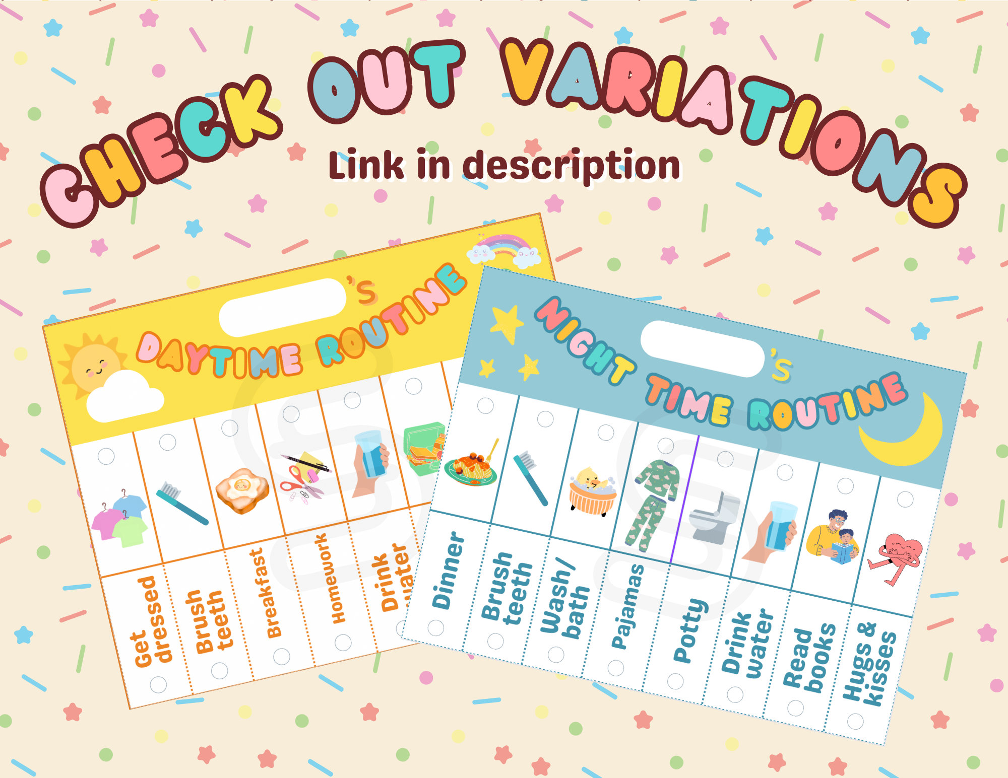 Daytime Routine Chart for Kids, Printable Board, Interactive Folding ...