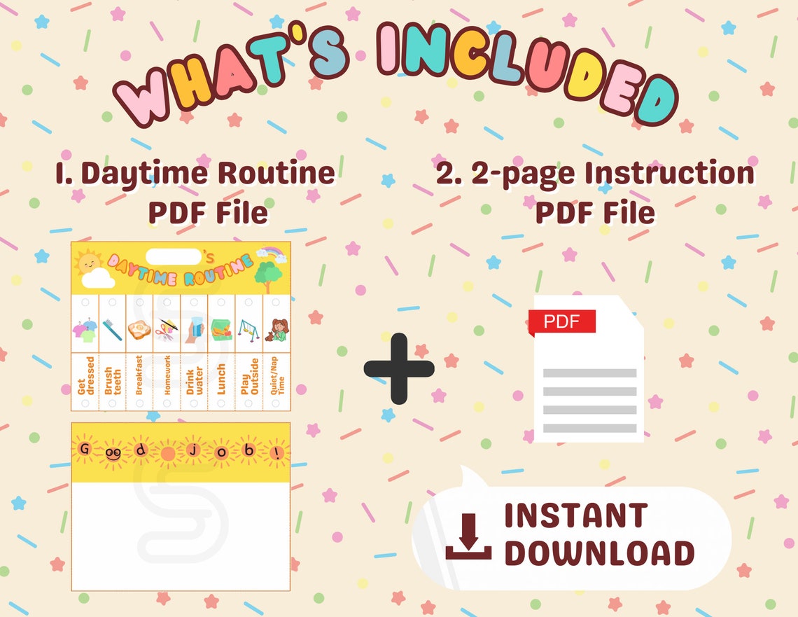 Daytime Routine Chart for Kids, Printable Board, Interactive Folding ...