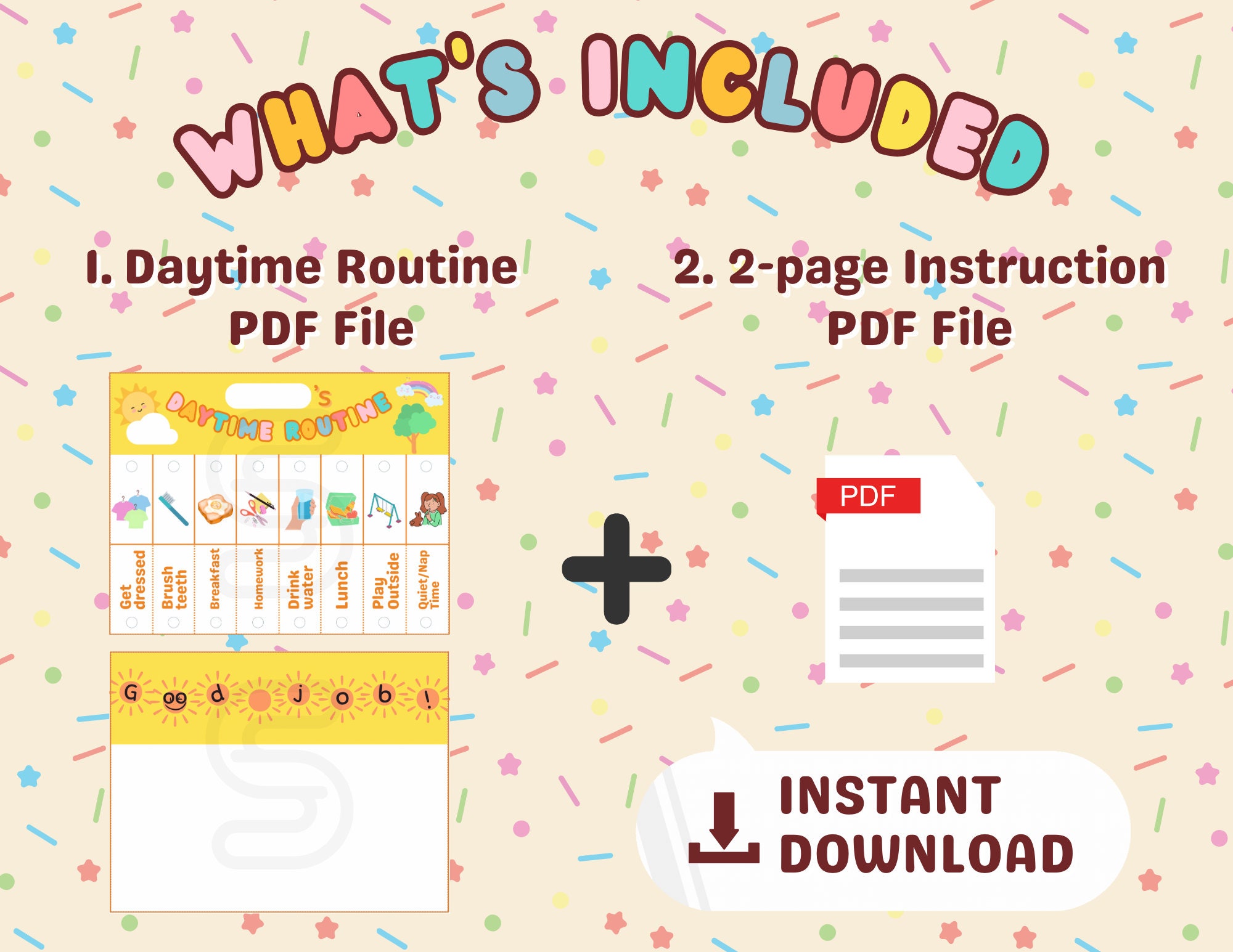 Daytime Routine Chart for Kids, Printable Board, Interactive Folding ...