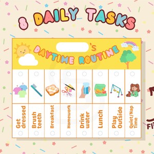 Bundle of 2 Daytime & Night Time Routine Chart for Kids, Printable ...