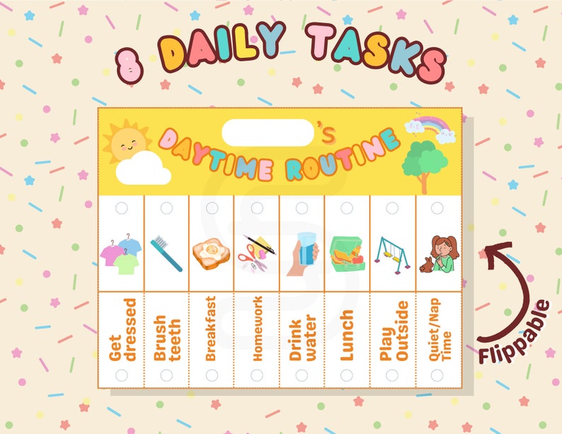 Bundle of 2 Daytime & Night Time Routine Chart for Kids, Printable ...