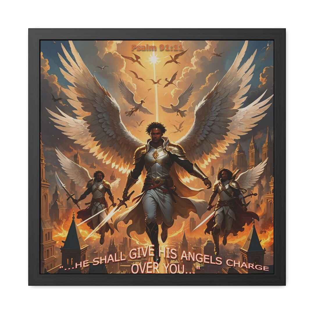 Angels Charge Over You Framed Guardian Angel Wall Art - Etsy