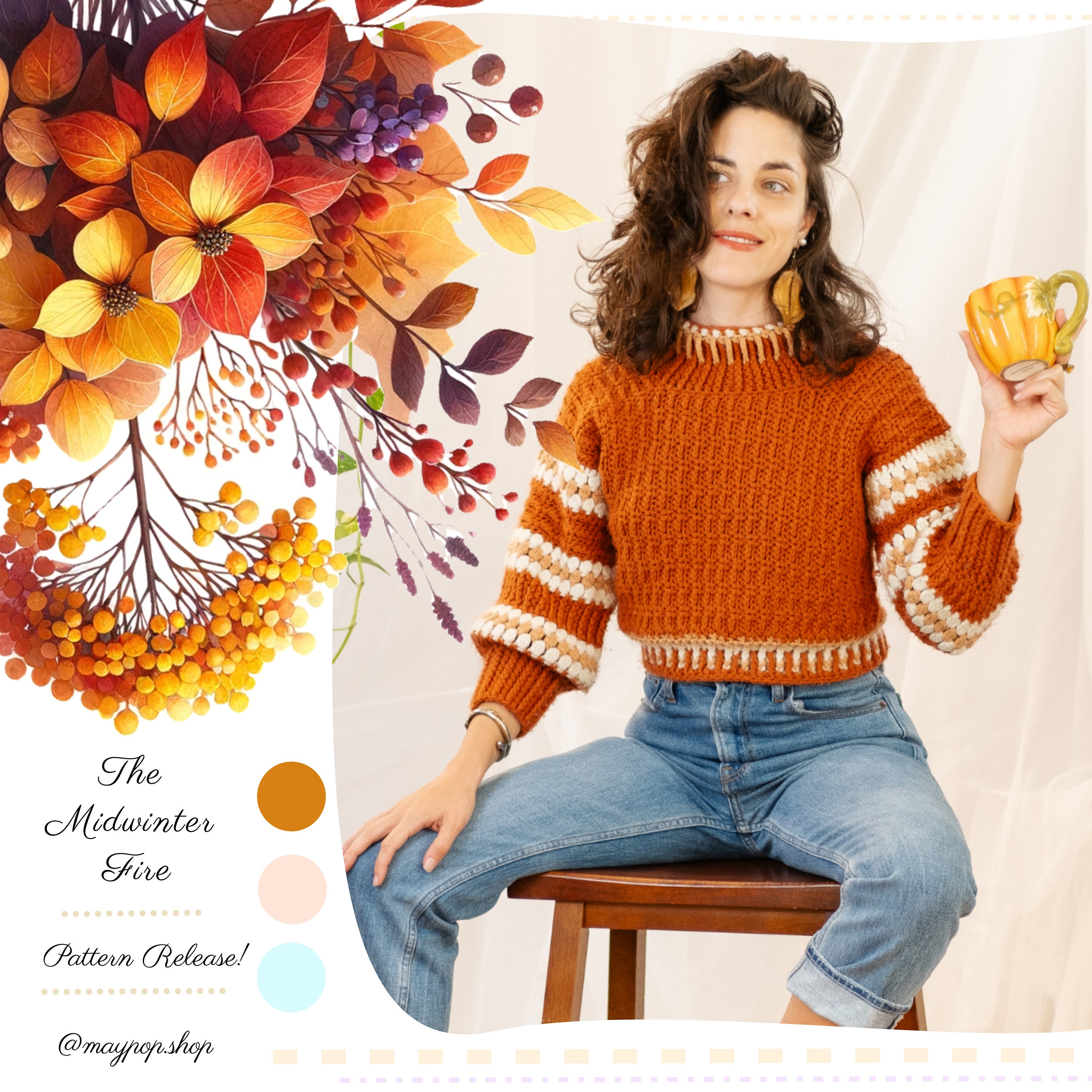Midwinter Fire Sweater Crochet Pattern - Etsy