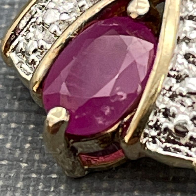 Vintage Ross-simons Genuine Ruby & Diamond Pendant Necklace, 20" Chain ...