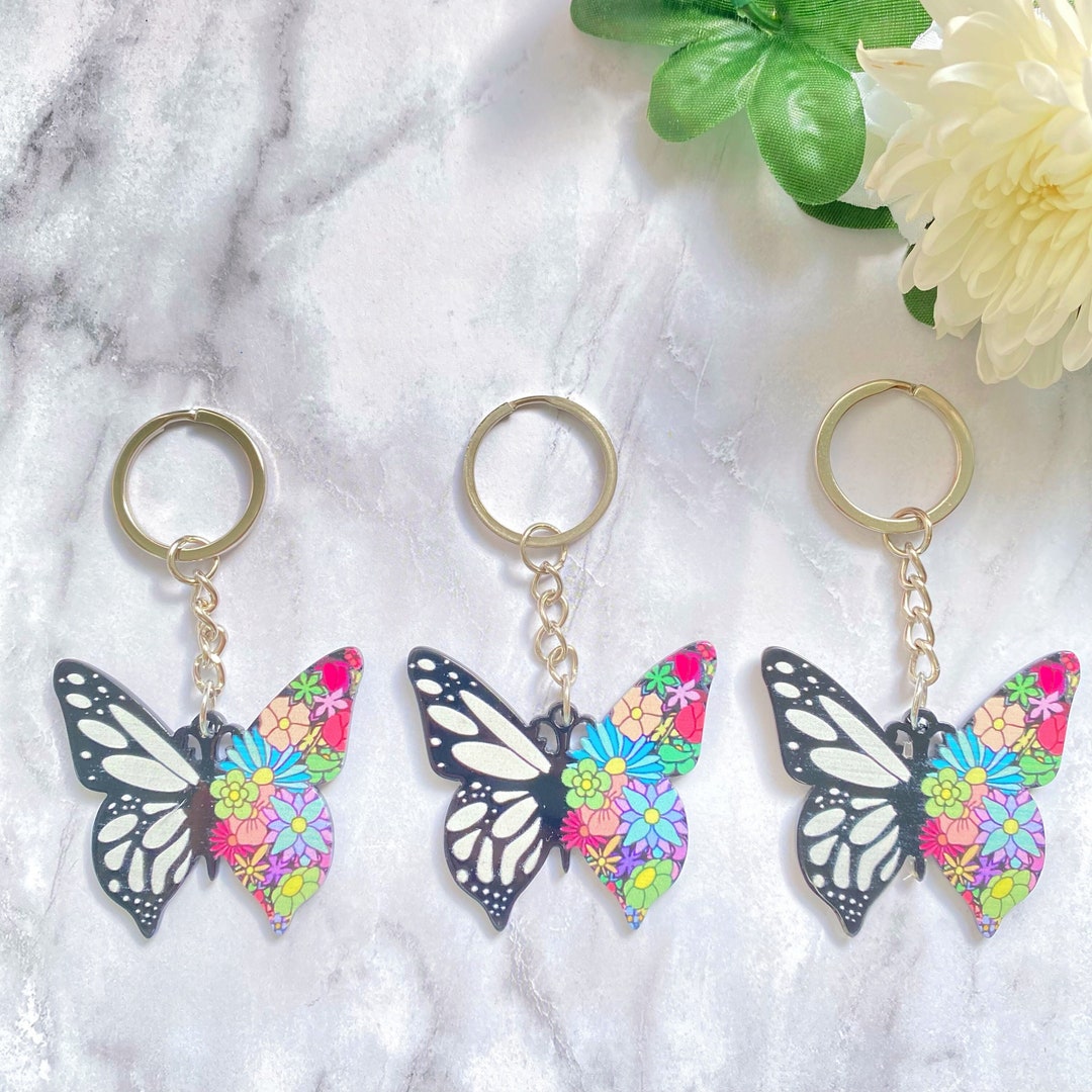 Butterfly Keychain, Black Aesthetic Fantasy Keychain, Cute Gift for ...