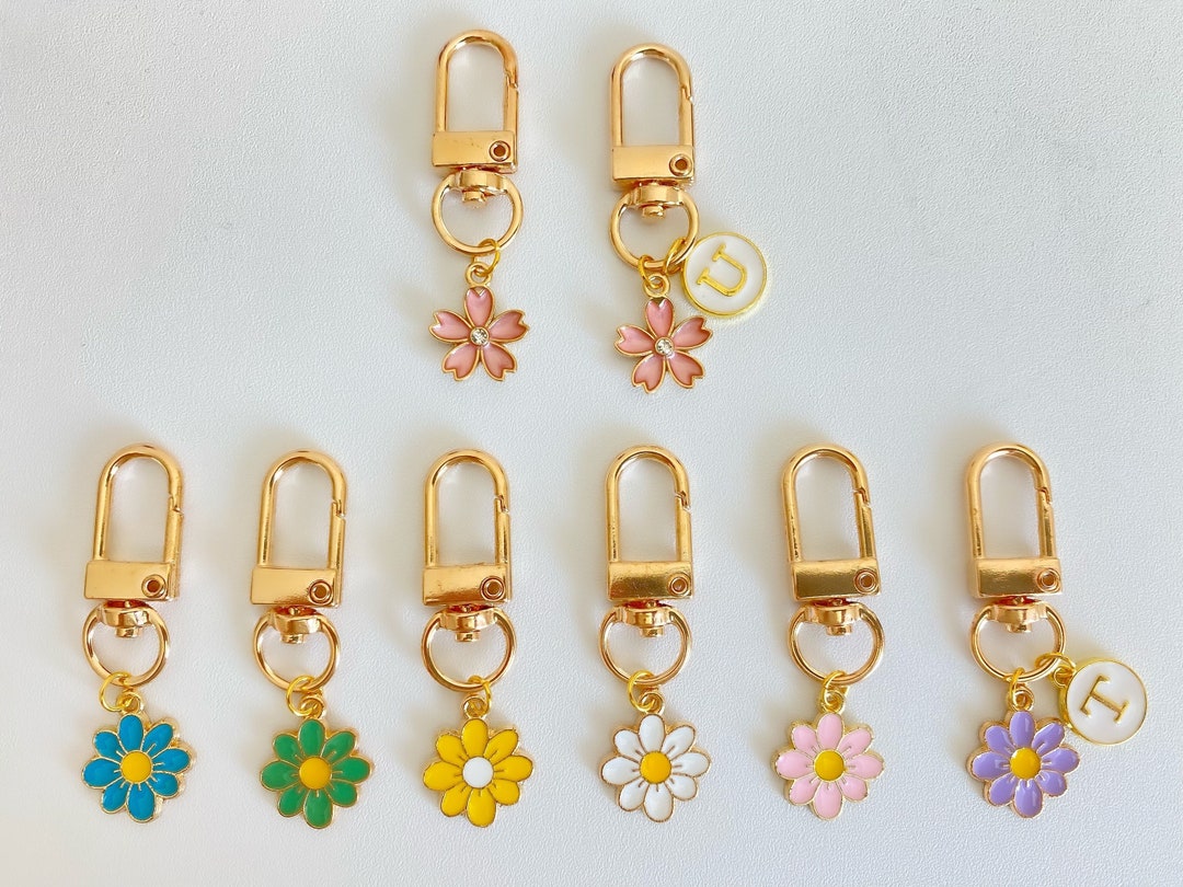 Flower Customized Keychain Personalized Letter Initials, Personalized ...