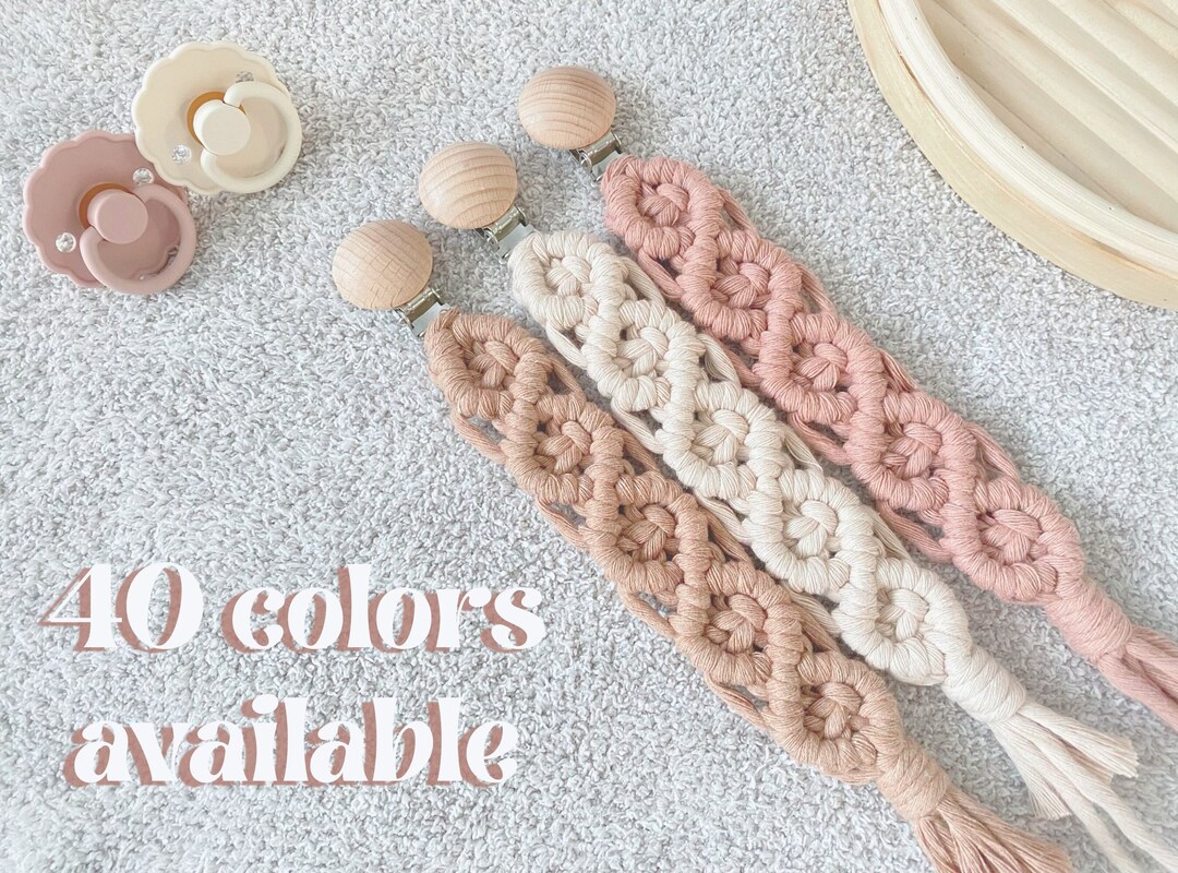 Baby Pacifier Clip, Macrame Binky Holder, Macrame Pacifier Clip ...