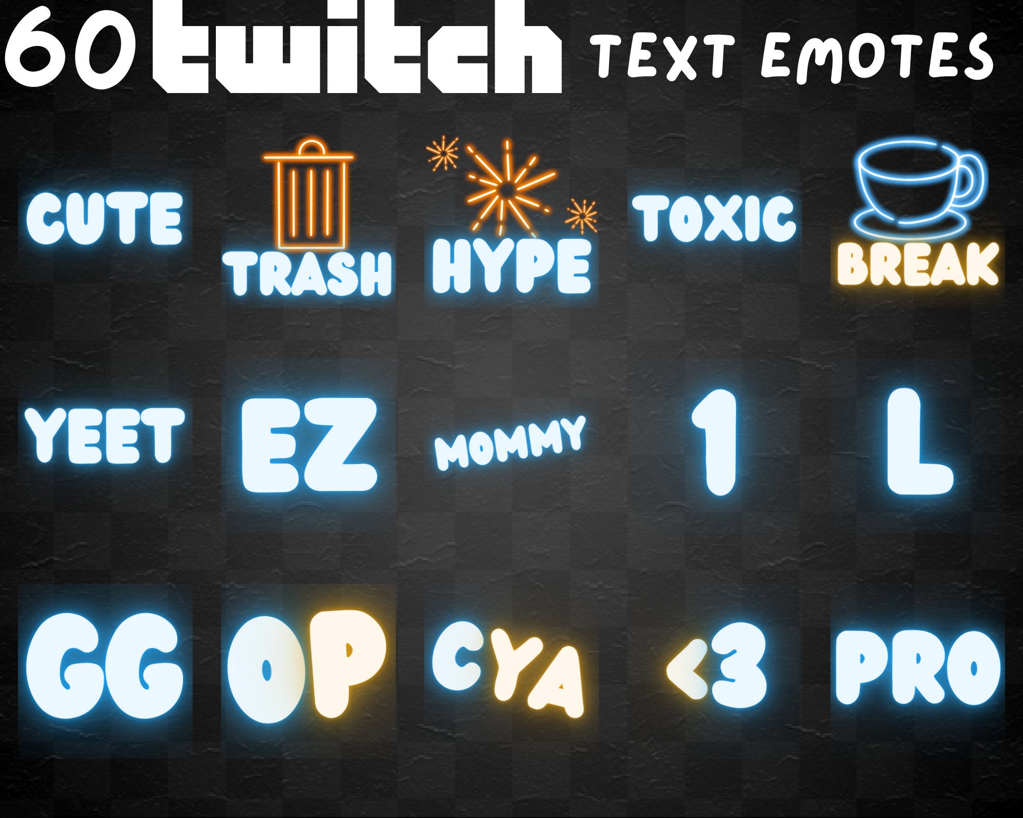 Neon Twitch Emotes Twitch & Discord Emotes Bundle F No U - Etsy Australia