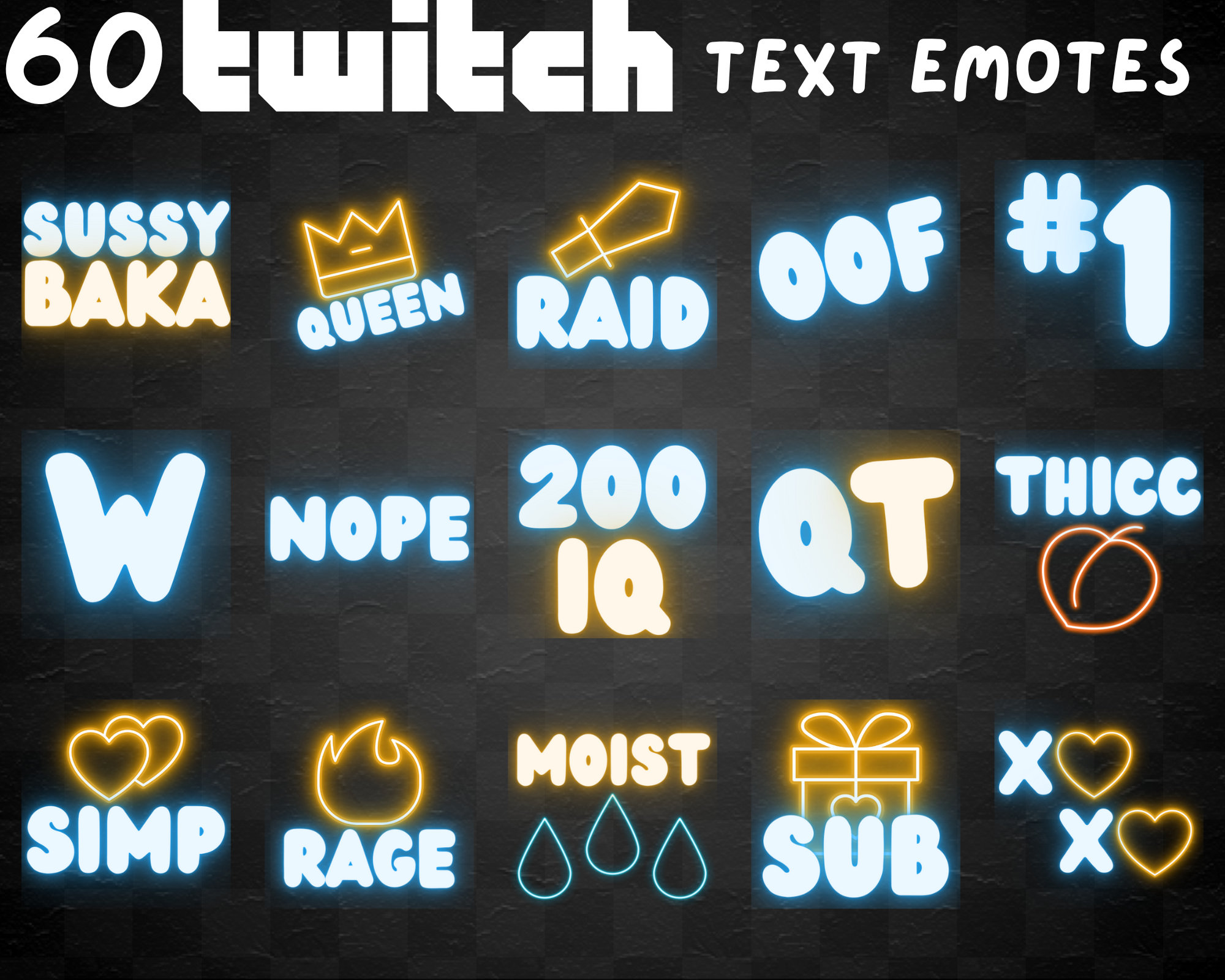 Neon Twitch Emotes | Twitch & Discord Emotes Bundle | F No U Ban Memes ...