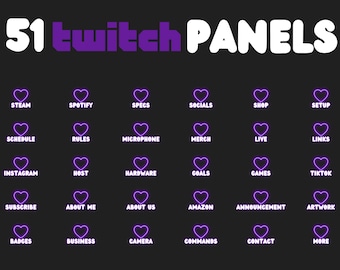 Neon Purple Twitch Panels 51 Twitch Panels Simple Heart Panels - Etsy