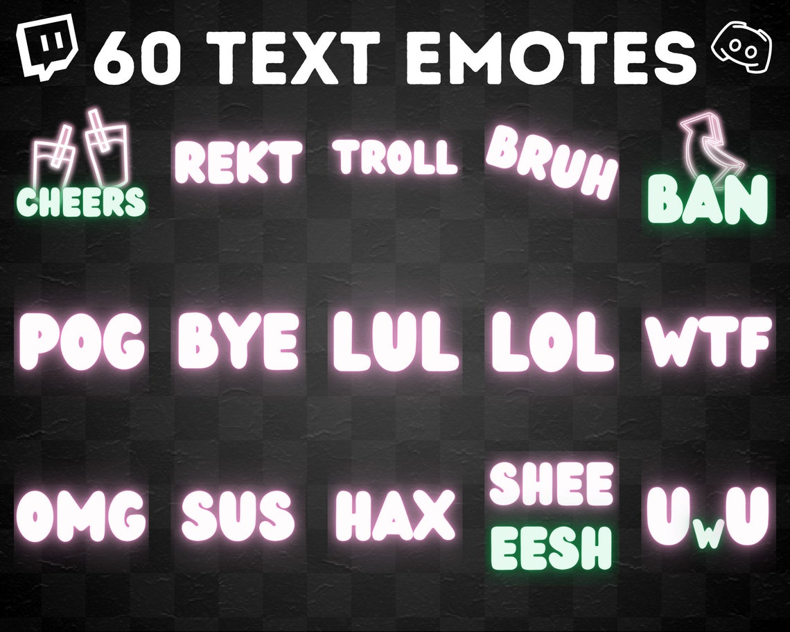 Neon Twitch Emotes Twitch & Discord Emotes Bundle F No U Ban Memes ...