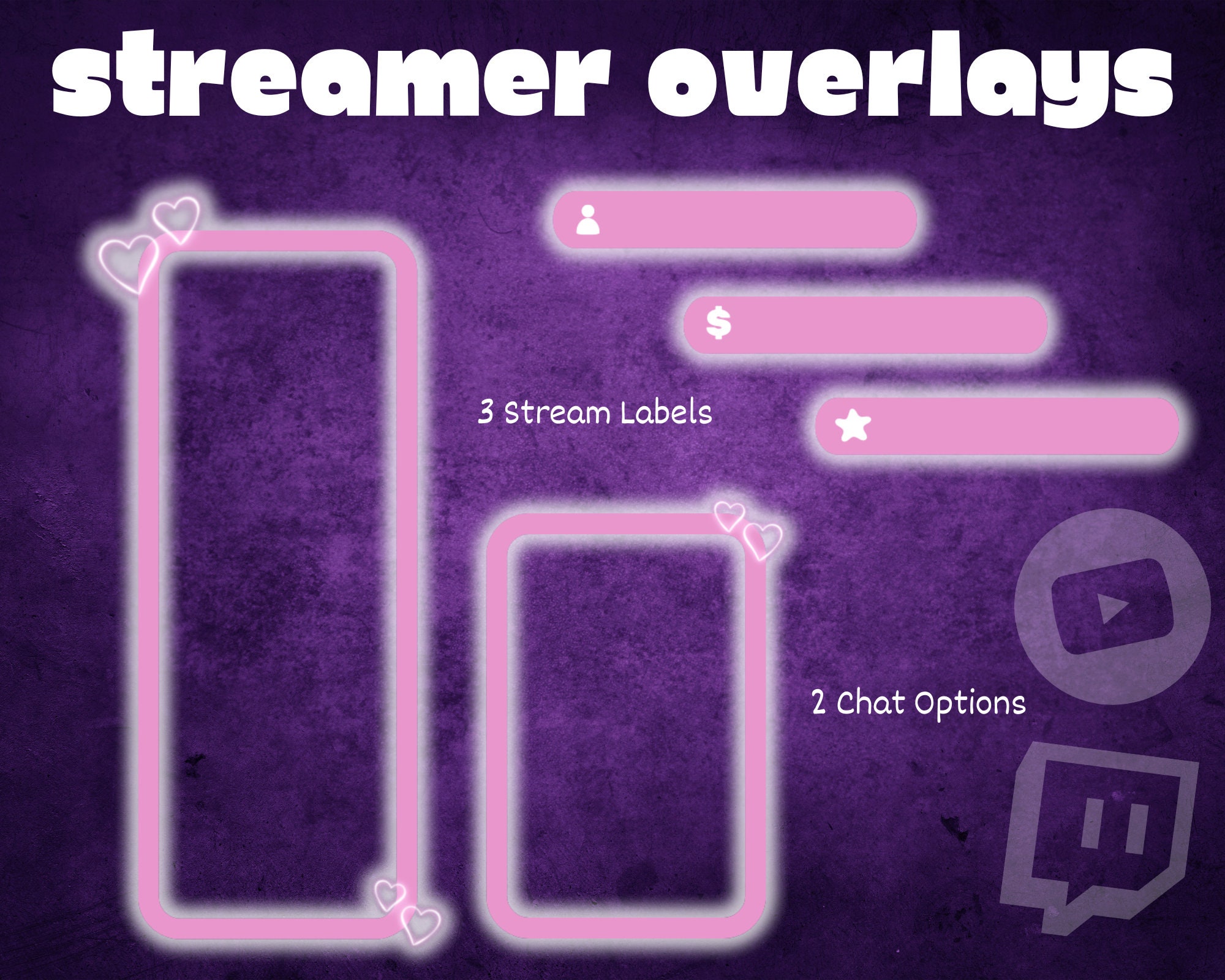 Pink Hearts Animated Stream Overlay Package (digital Download) - Etsy