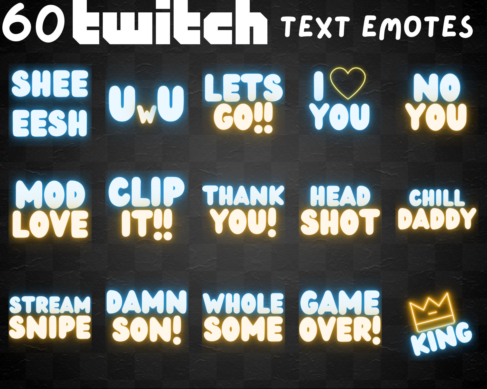 Neon Twitch Emotes Twitch & Discord Emotes Bundle F No U - Etsy Australia